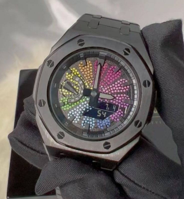 Black Steel ChronOak Sunflower Mini G Shock - Chrono Collection